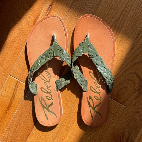 rebels | Shoes | Braided Green Leather Sandals | Poshmark